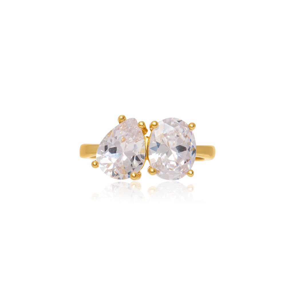 Double Stone Ring Gold – Doukissa Nomikou
