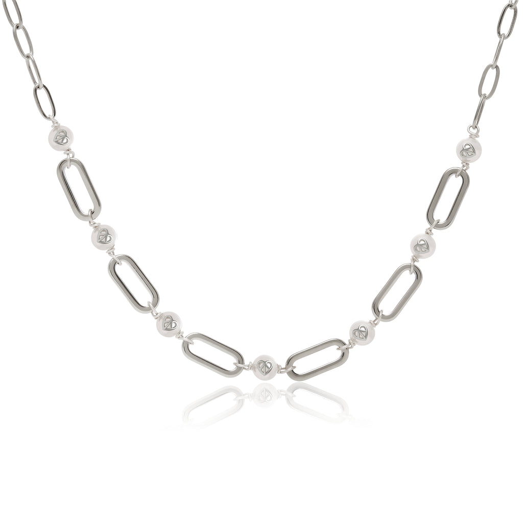 Logo Pearl Chain Necklace Silver – Doukissa Nomikou